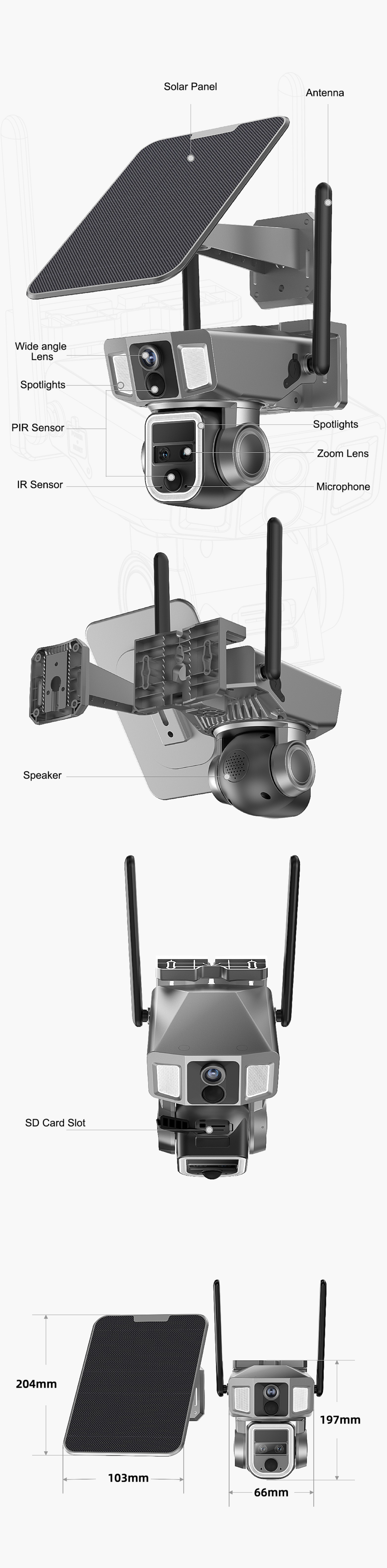Y7A Solar Triple-Lens Linkage Camera 10X Zoom WiFi & 4G - Buy Solar ...